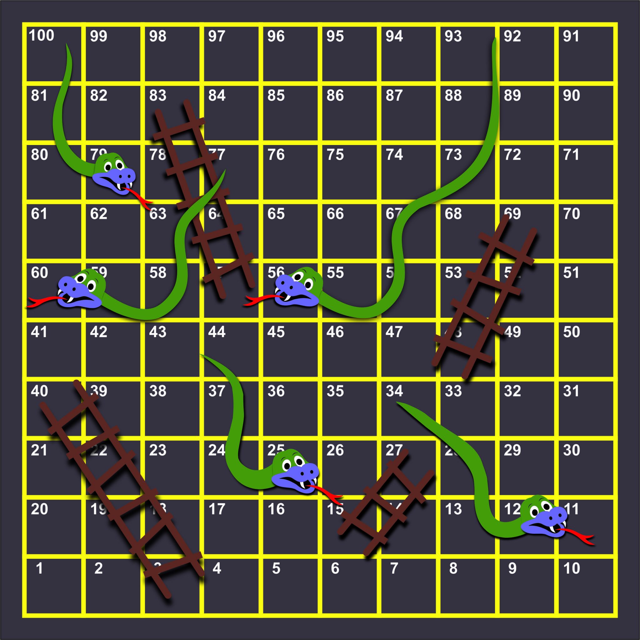 1-100 Snakes and Ladders Half – Creative Preformed Markings